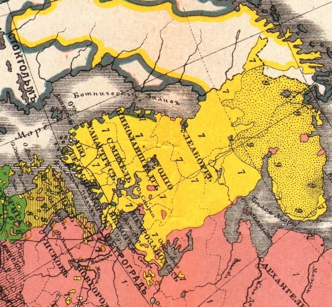 Vintage Russia Map on Paper Russia Ethnographic Poster - Etsy