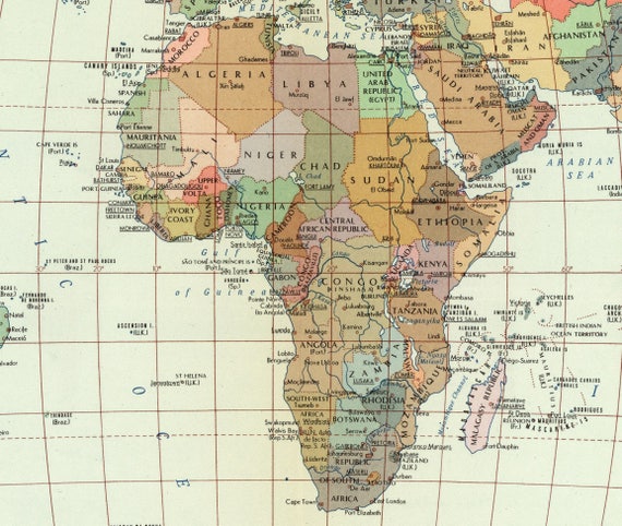 Digital Old Political World Map 1967 Instant Download