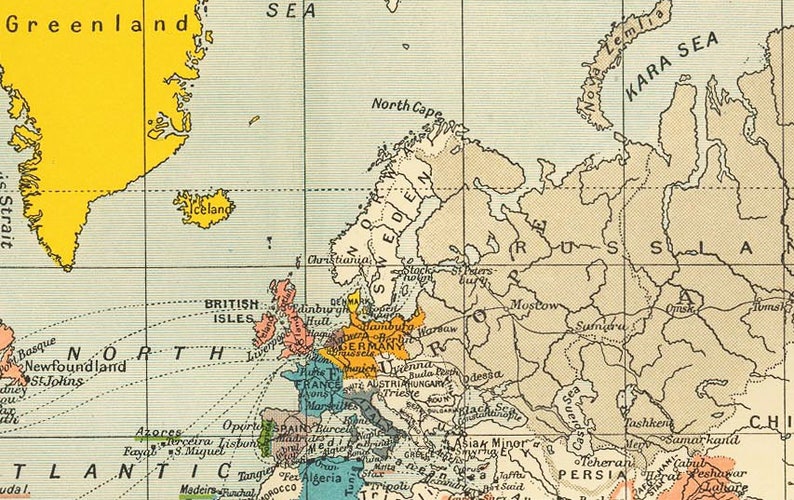 Digital Atlas World Map Printable Download. Vintage Colorful - Etsy Canada