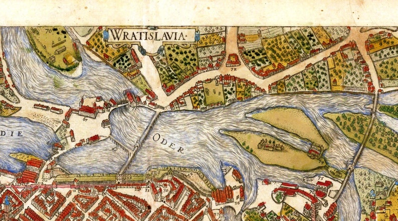 Wroclaw / Breslau 1587 City Map Poster on Paper. Different Sizes ...