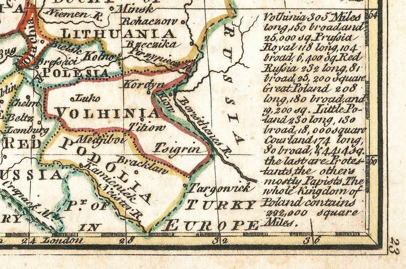 Vintage Map Poland on Paper 1758. Retro Map. Historical Map. Duchy of ...