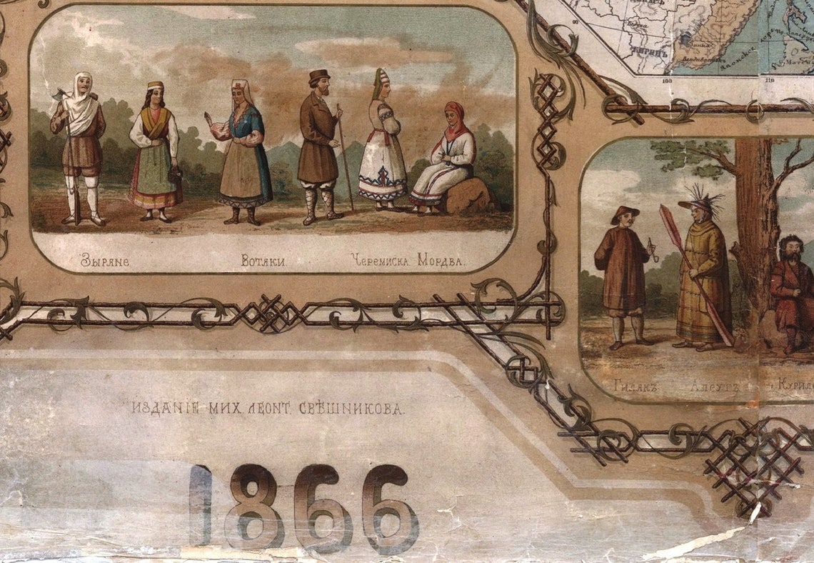 Vintage Russia Ethnographic Map Poster, 1866 - Etsy
