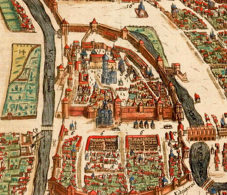 Moscovia 1617 City Map Poster on Paper. Different Sizes. | Etsy