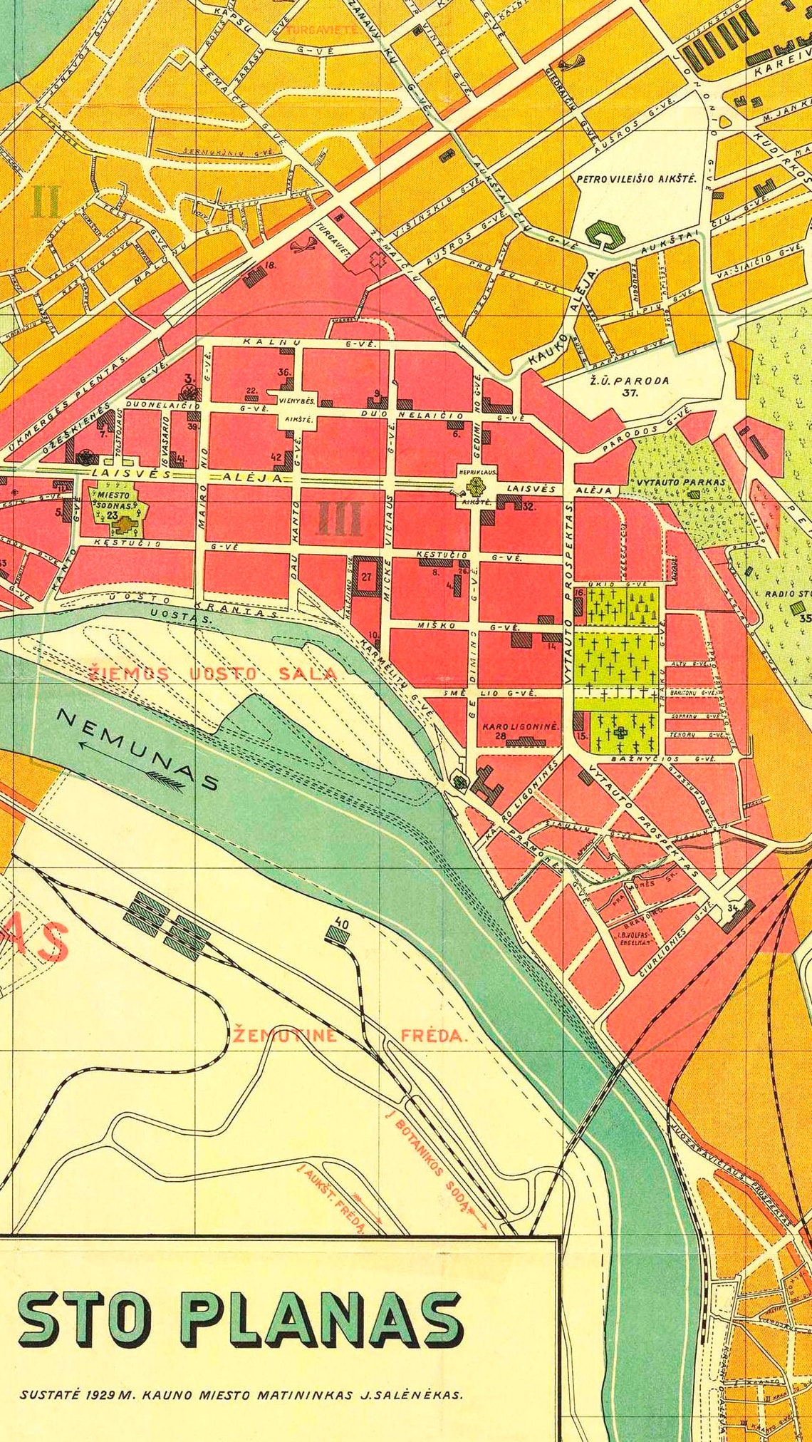 Kaunas/ Kowno/ Kauen City Map Poster on Paper 1929. Lithuania | Etsy