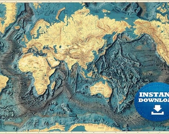 Old World Ocean Currents Map 1860 Vintage Oceanic Tidal - Etsy
