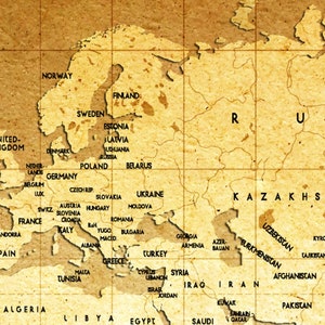 Digital Modern-vintage Map Printable Download. Vintage Style World Map ...