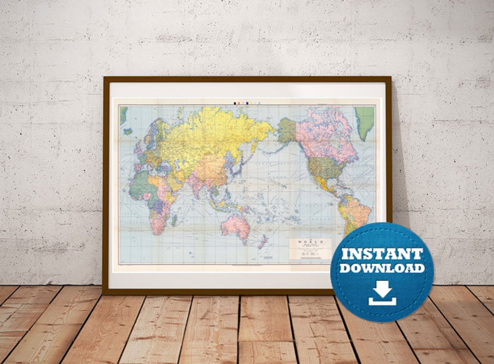 Digital Vintage Political World Map 1944. Instant Download. | Etsy