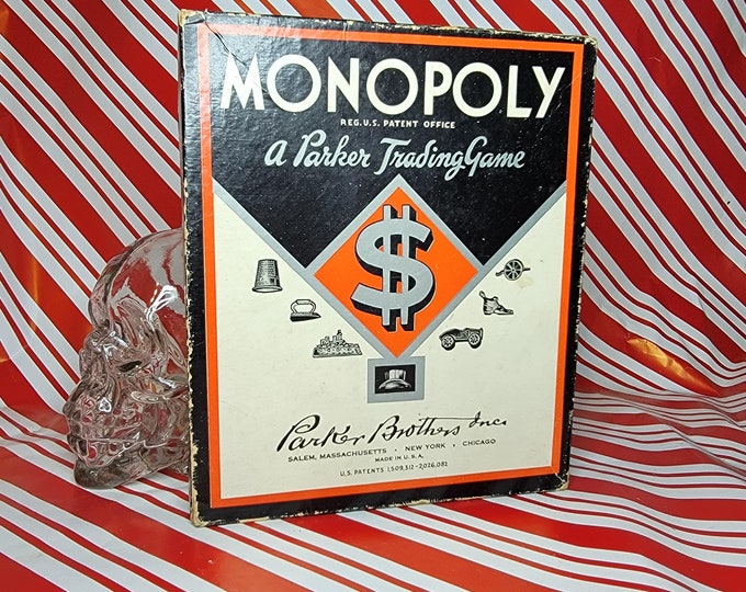 1940-1941 Monopoly. Black Diamond Box. No Board. 3 Tokens (thimble, Top ...