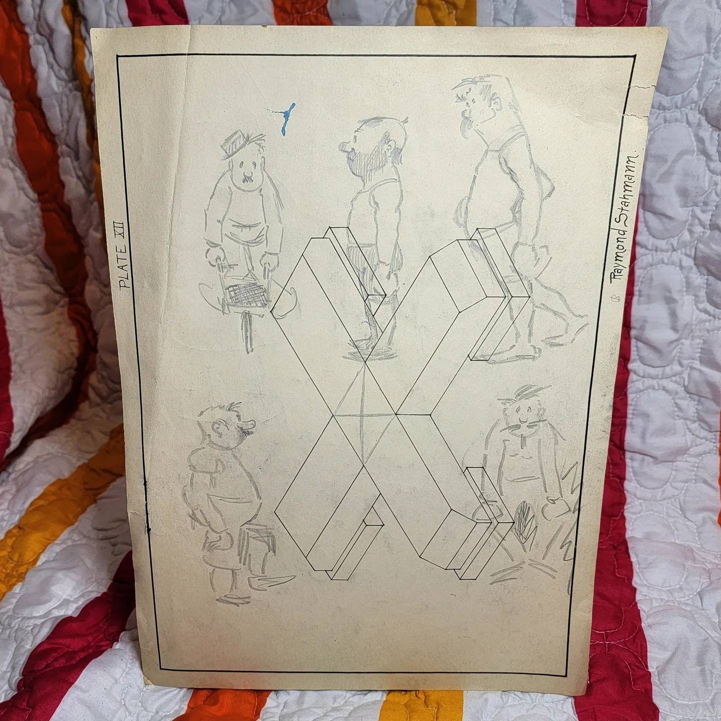 Possibly 1920s Cartoony Drawings of Scruffy Fellas at Work. Pencils and ...