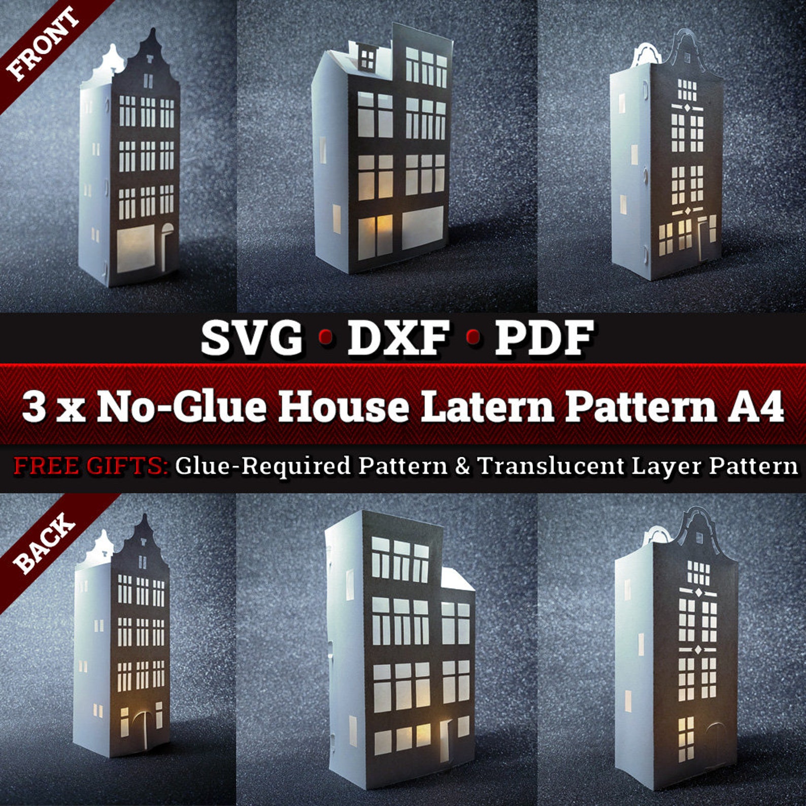 Paper House Latern Cut Files. Amsterdam Houses. Christmas Paper Latern ...