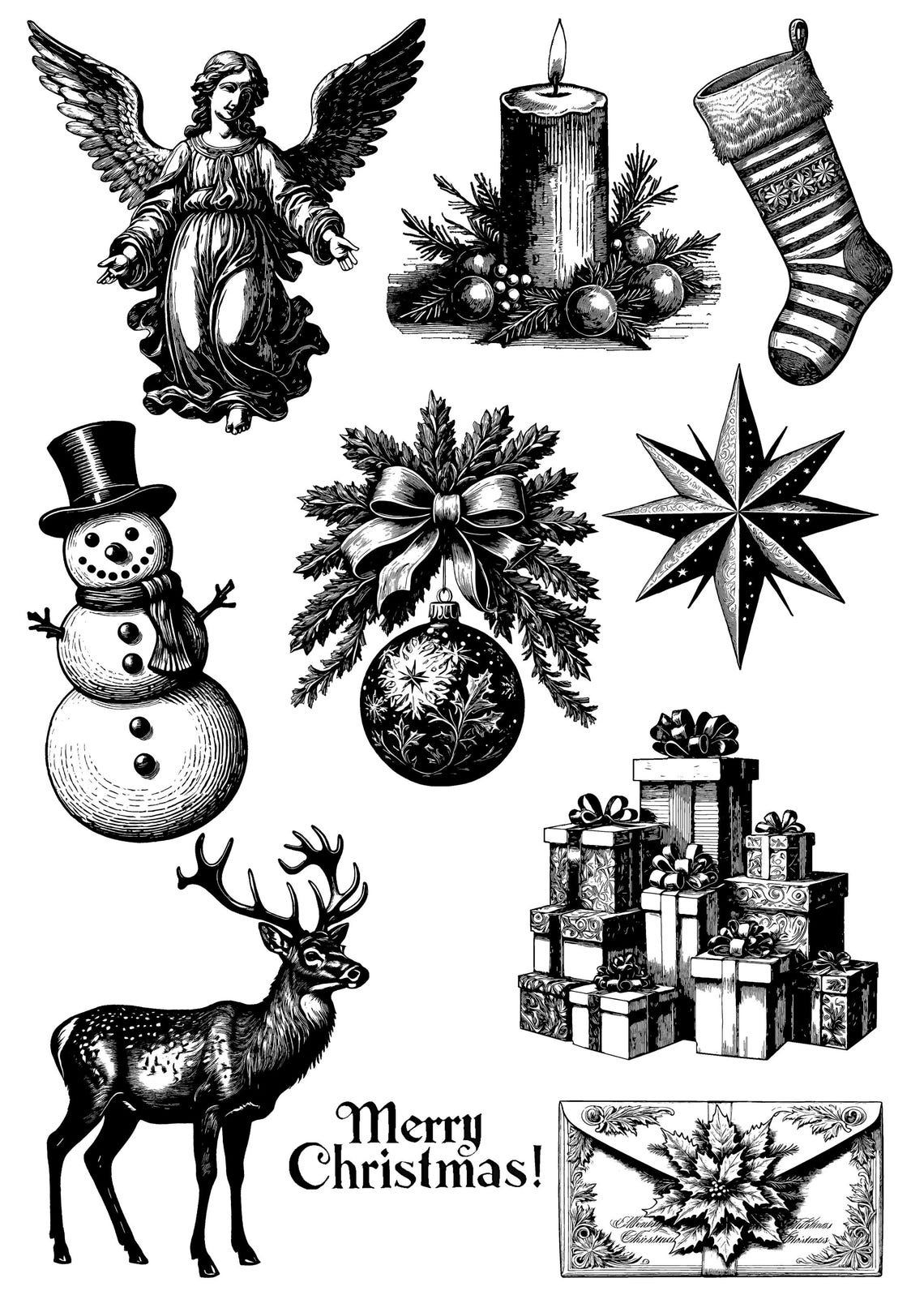 Vintage Christmas Engraving Clipart. 21 Retro Clipart Designs - Etsy