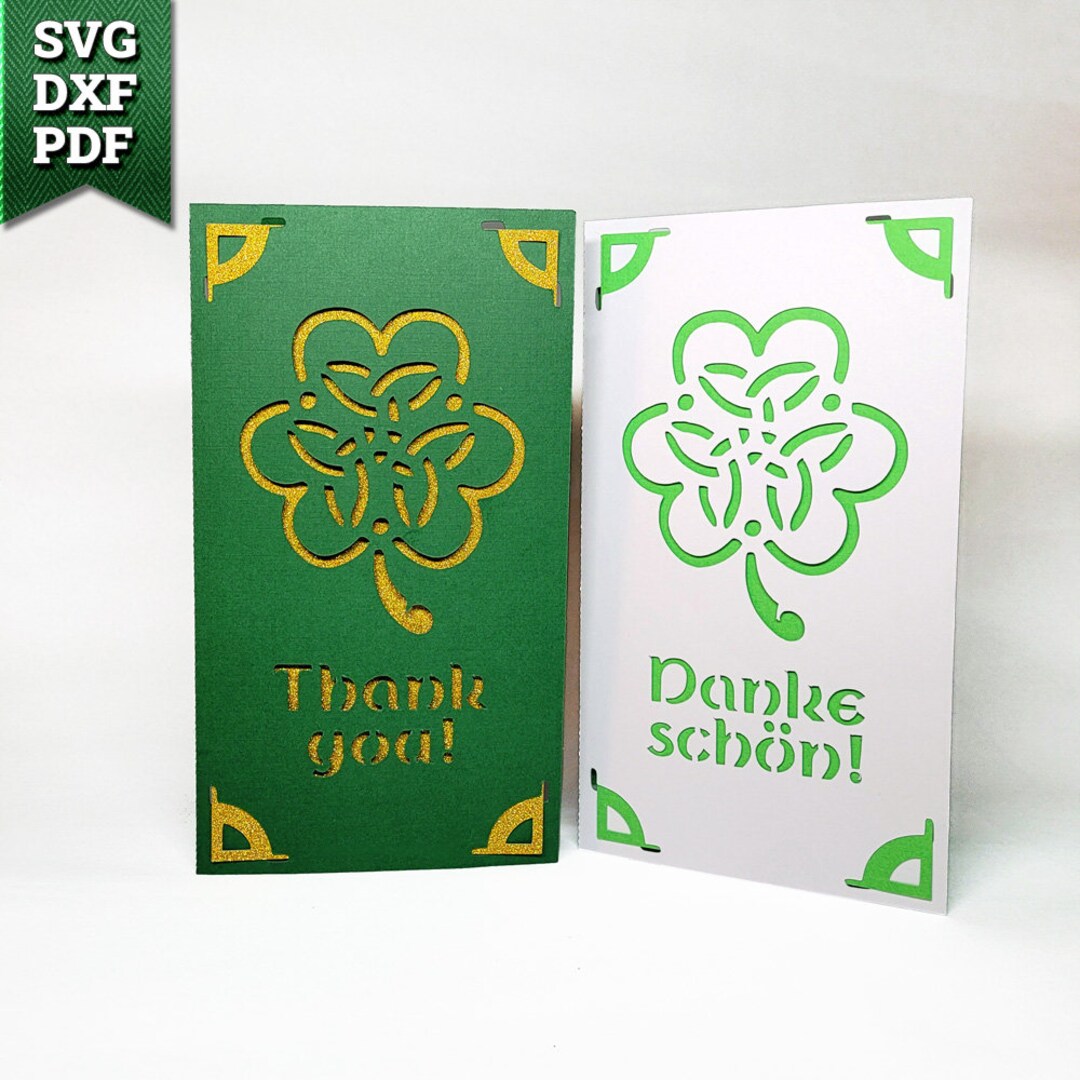 Cut Fles for Celtic Shamrock Thank You Card . SVG, DXF, PDF - Etsy