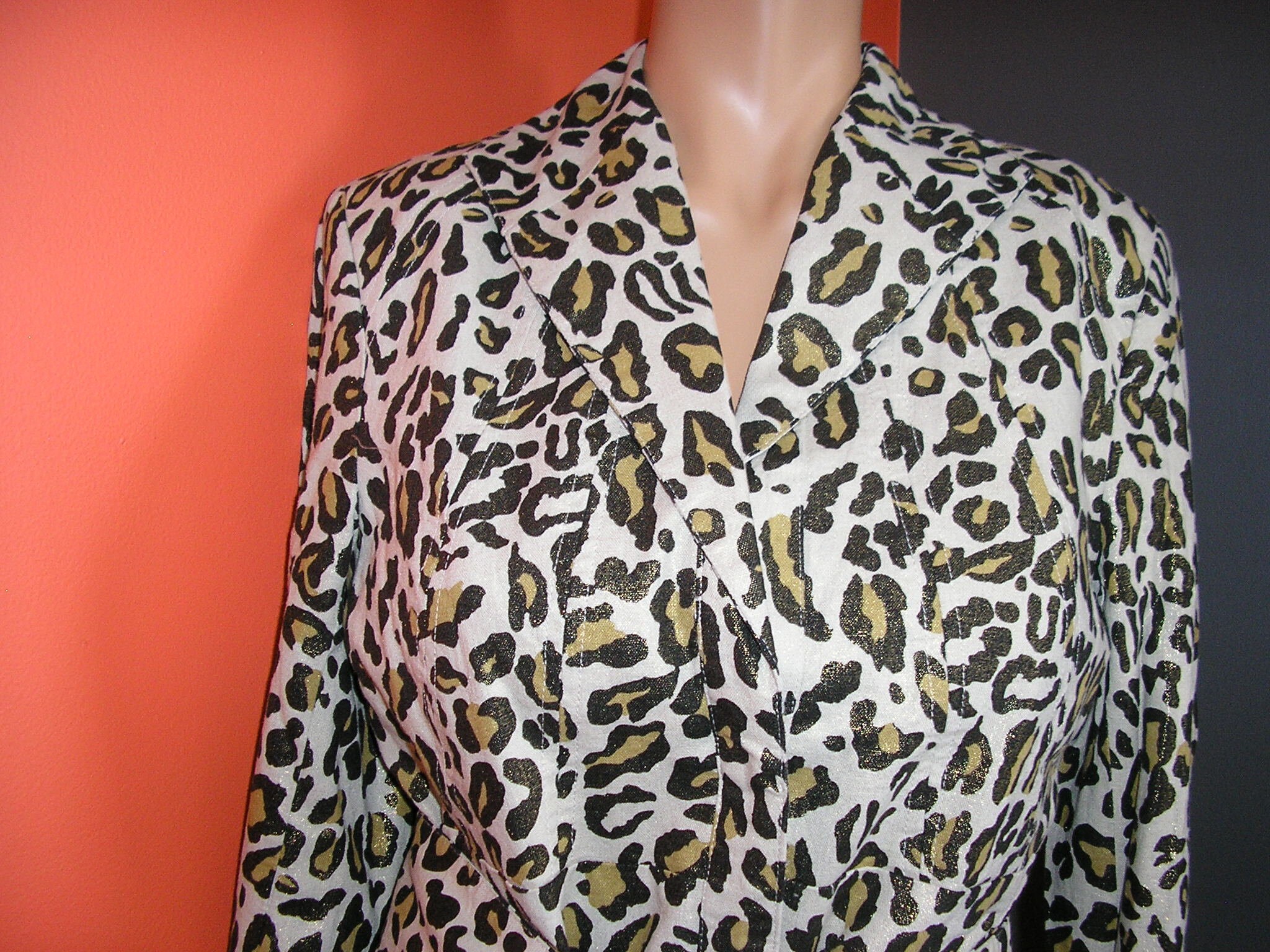 Vintage 90s, Pamela Mccoy, Linen Blend, Leopard, Cheetah, Animal Print ...