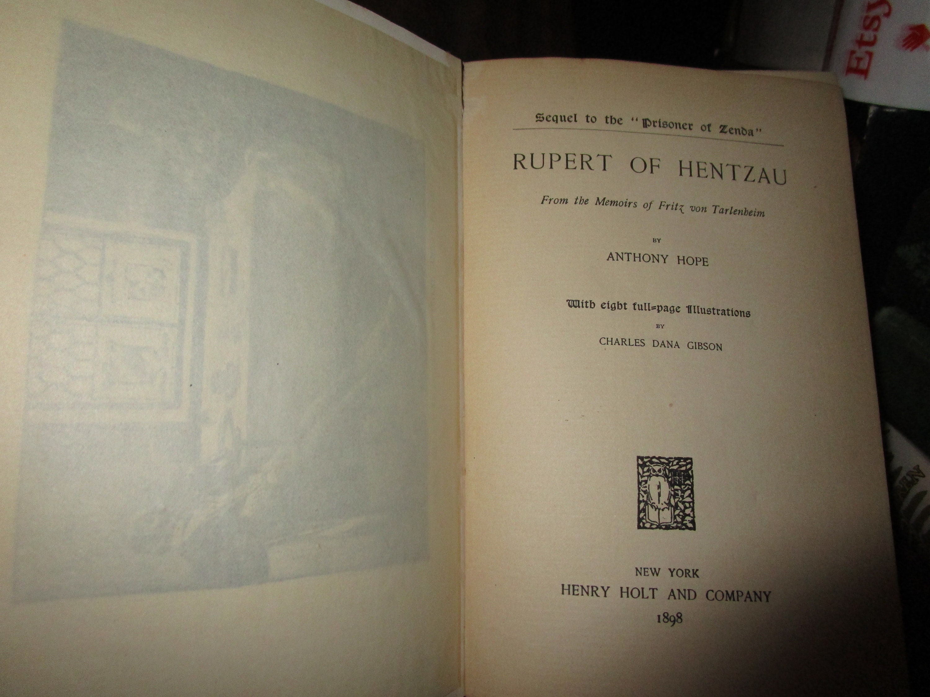 Antique, 1898, First Edition, Rupert of Hentzau, Anthony Hope, Sequel ...