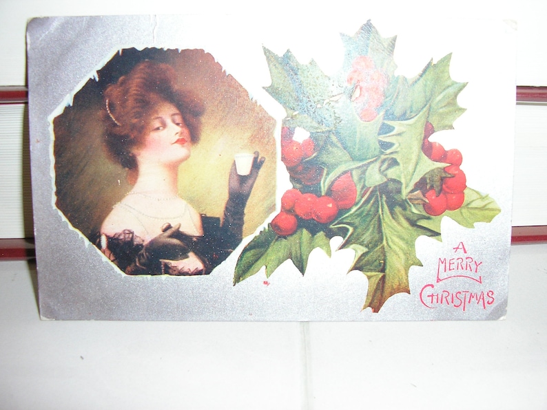 Antique Postcard, Merry Christmas, Vamp, 1900s, Used, Very Good Condition - Etsy