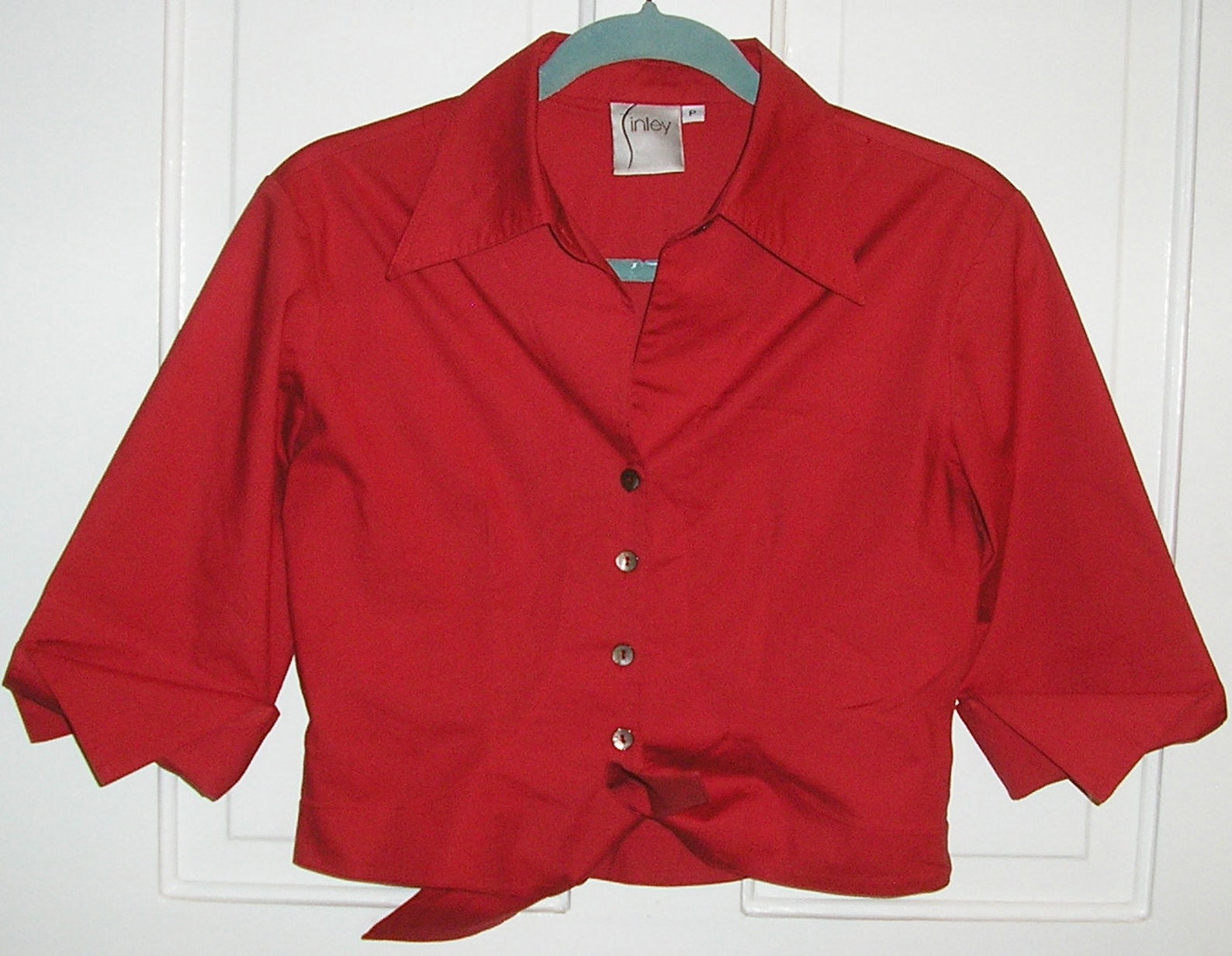 Vintage 90s Finley Red Cotton Tie Blouse and Floral Capris - Etsy