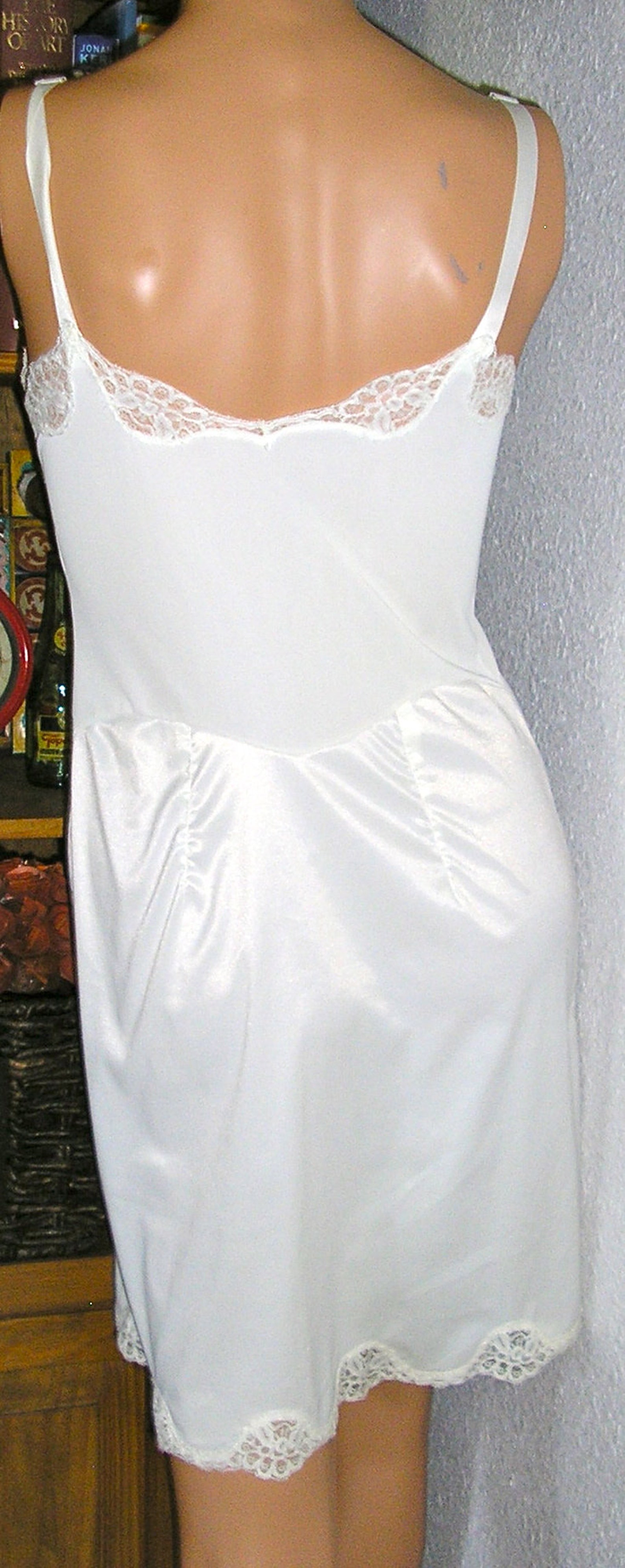 Vintage 50s Cream Antron Nylon Full Slip Lace Trim Size 34 Etsy