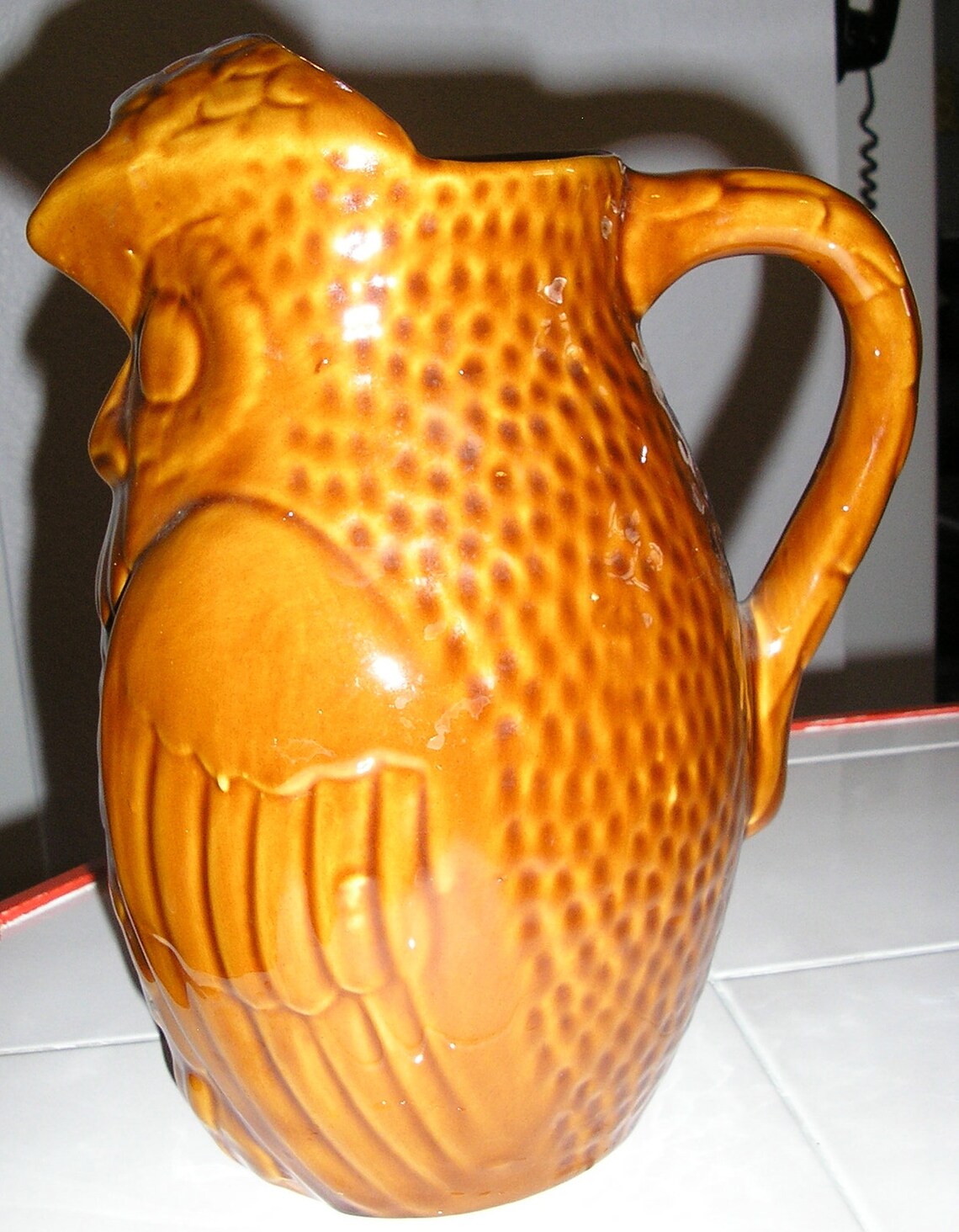 Vintage, Large Brown Owl, Pottery Pitcher With Ice Catcher, MINT ...