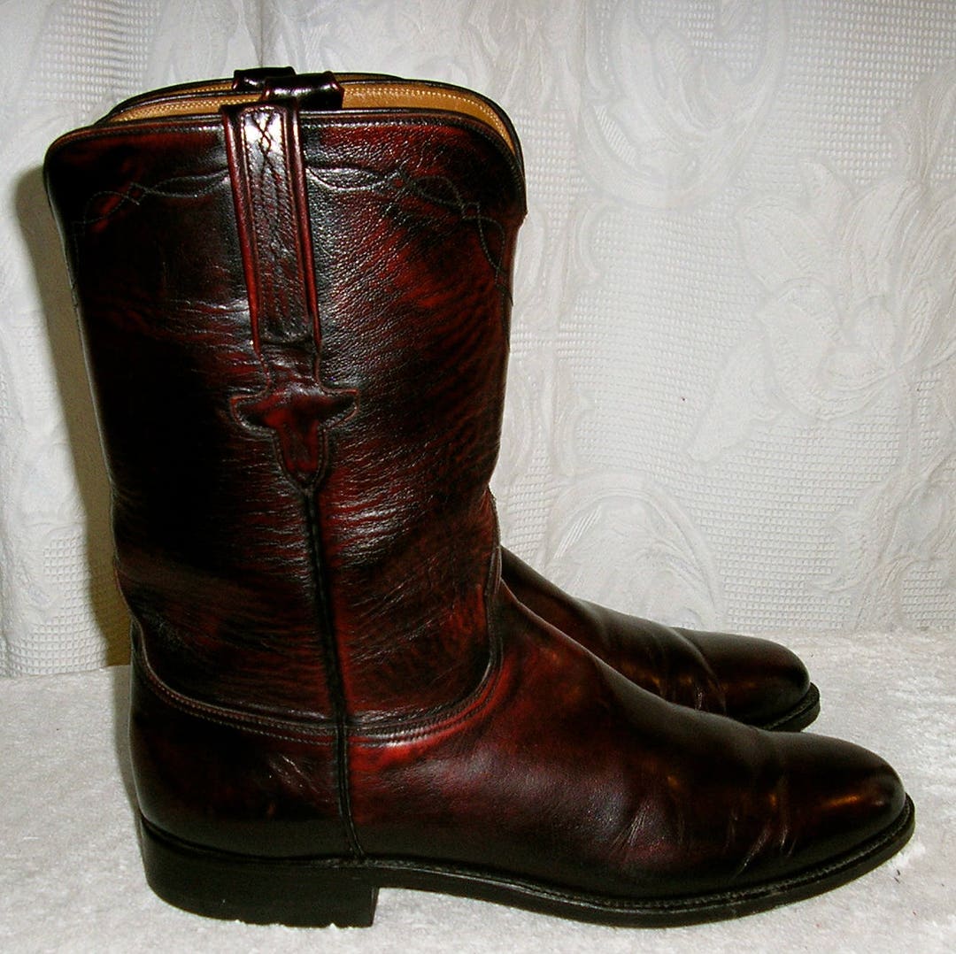 SALE Vintage, 80s, Lucchese, Roper, Boots, Size 9C, Red Brown, Made in ...