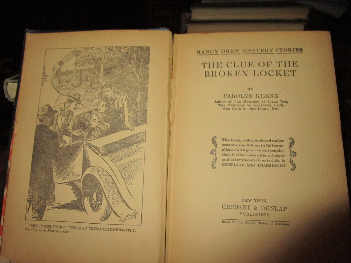 Antique 40s Nancy Drew Clue of the Broken Locket Orange - Etsy