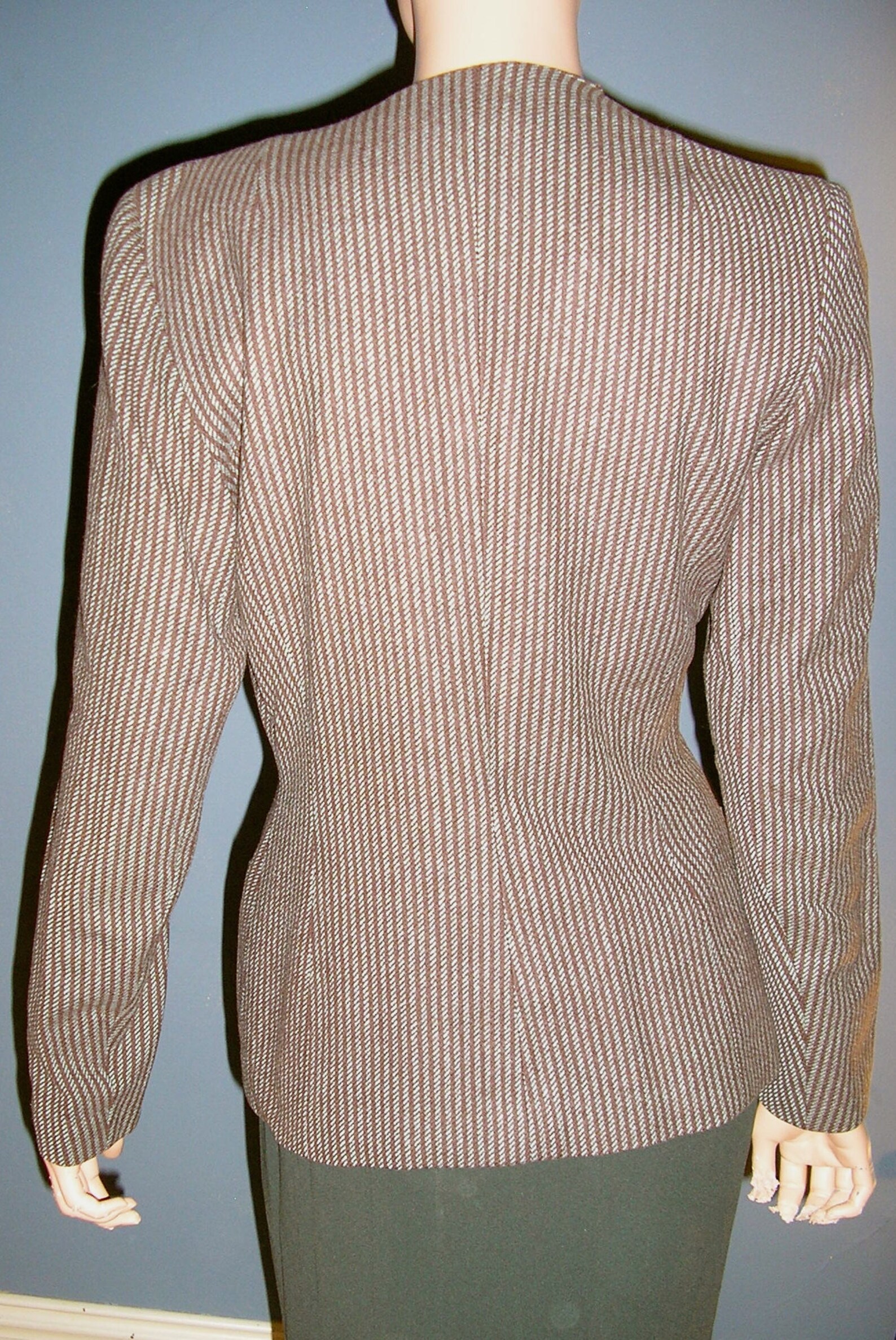 Vintage 50s, Wool, Victorian Design, Jacket, Striped Brown and Teal ...