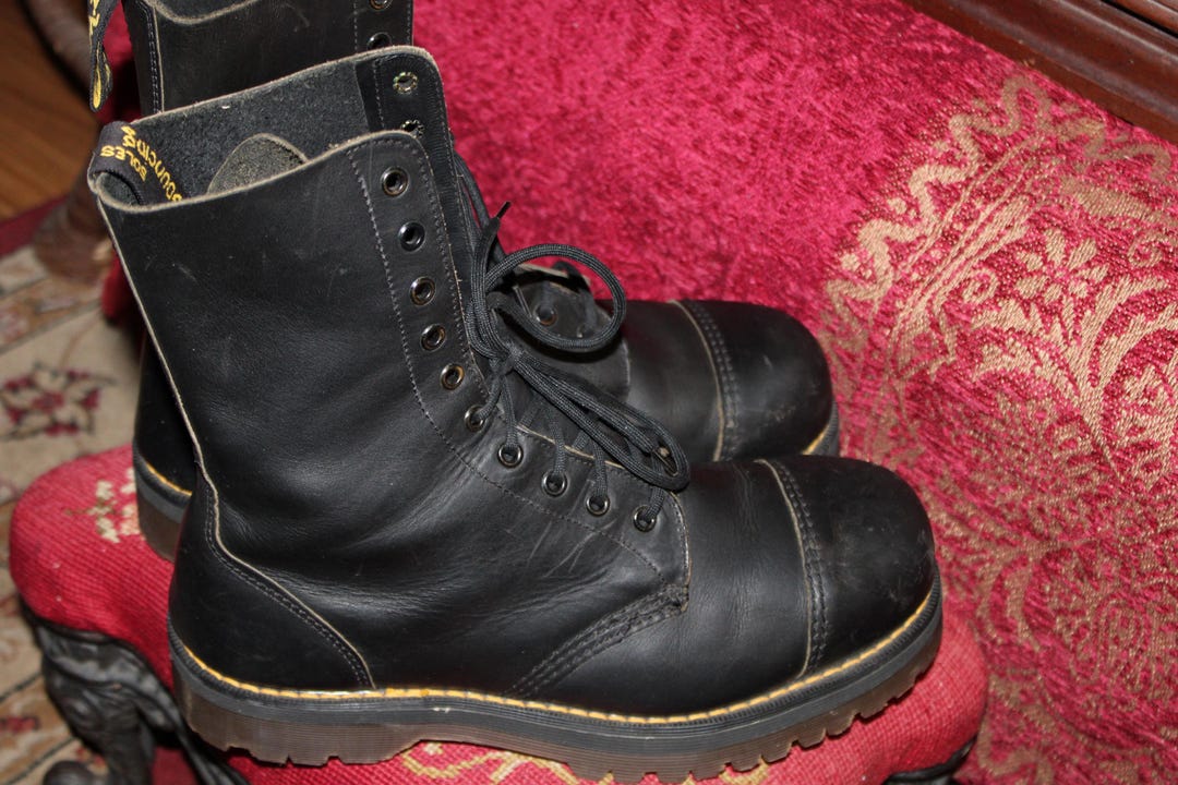 Vintage, 80s, Doc Marten Black Boots, Cap Toe, Made in England, Punk ...