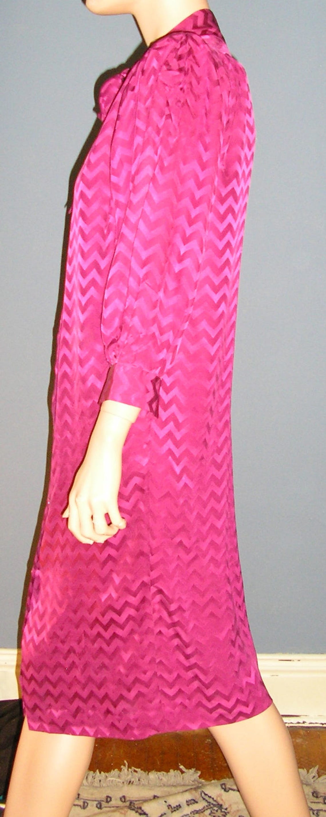 Vintage 90s, Pink, Silk, Chevron, Shift, Dress, by Frances Henaghan ...