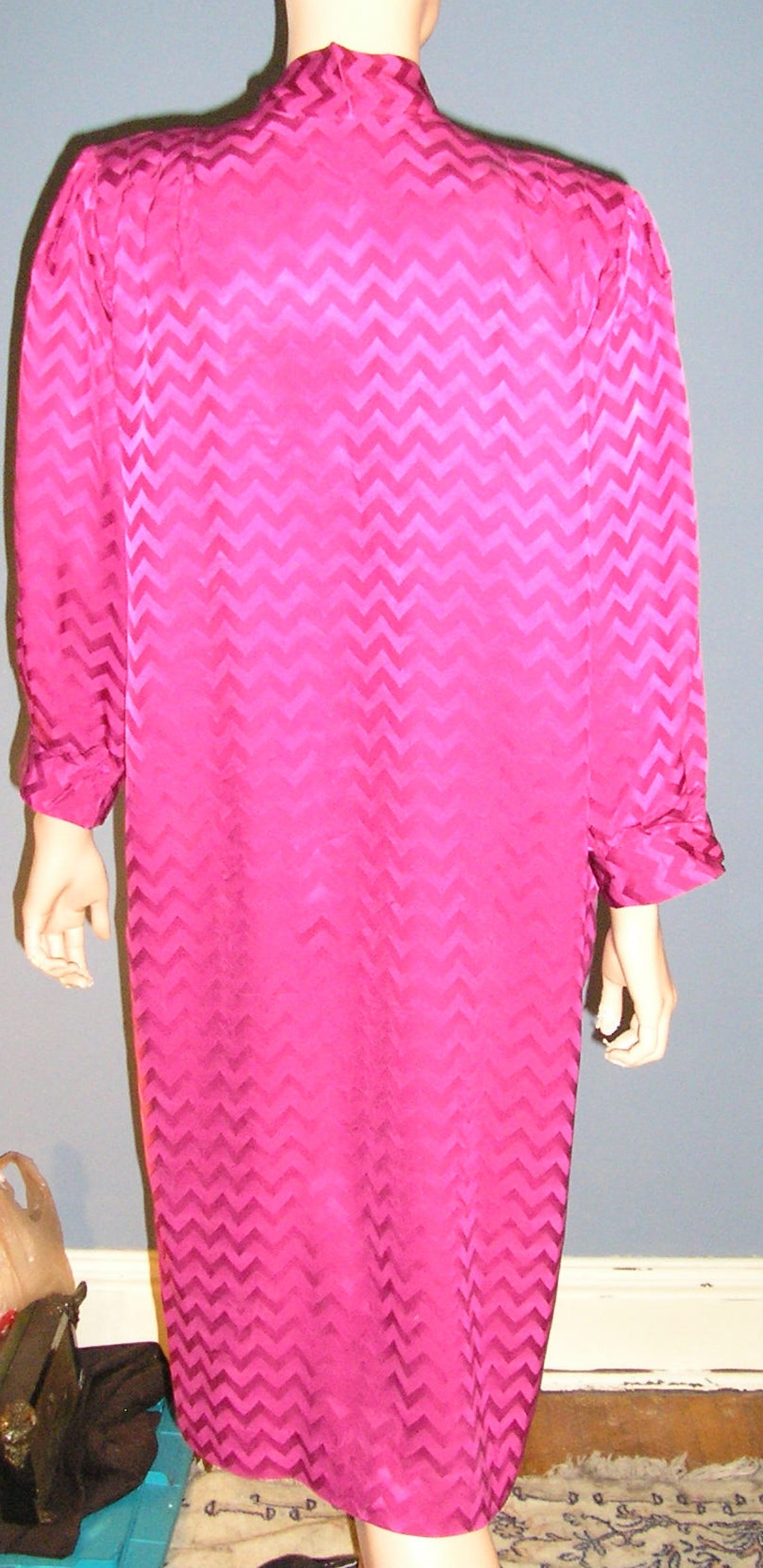 Vintage 90s, Pink, Silk, Chevron, Shift, Dress, by Frances Henaghan ...