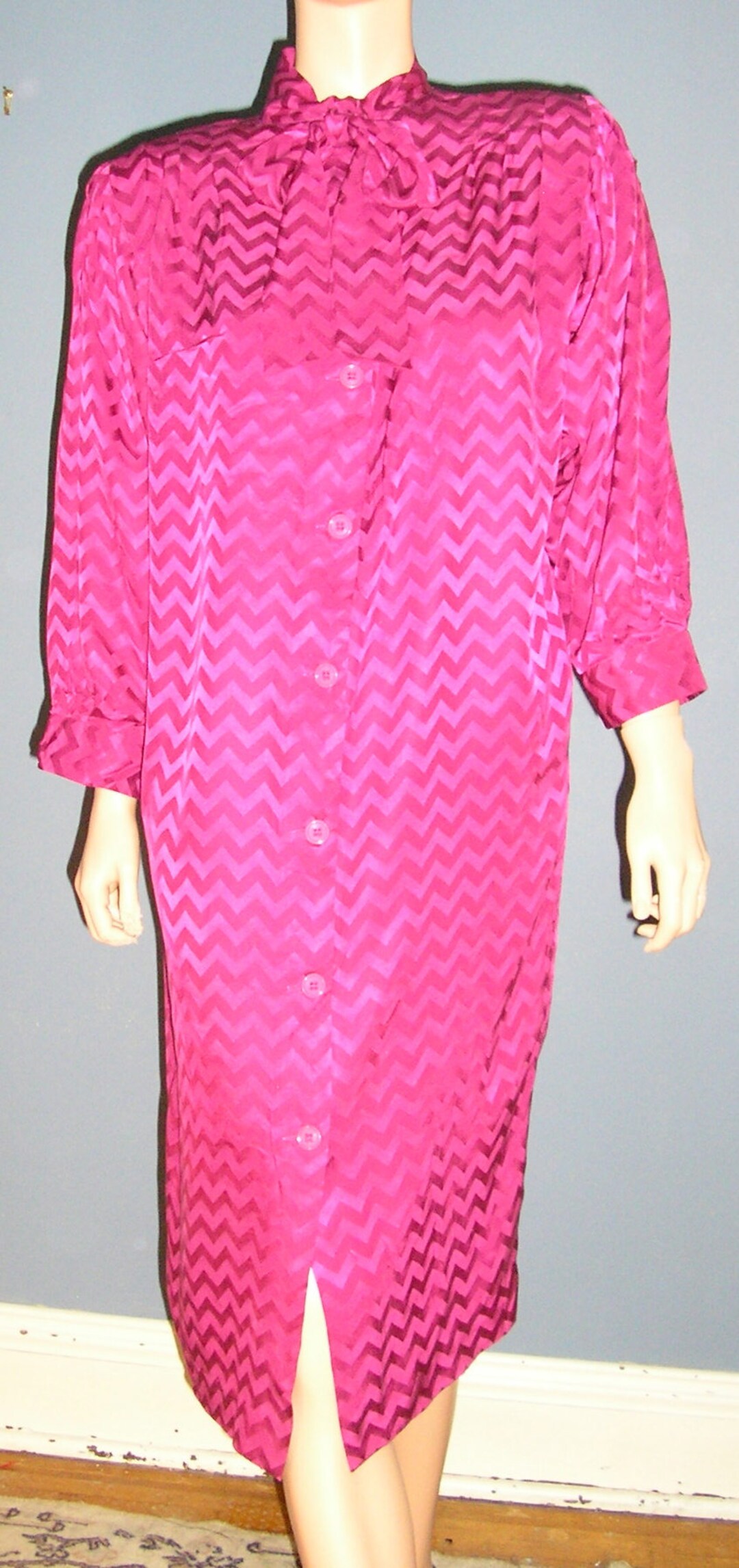 Vintage 90s, Pink, Silk, Chevron, Shift, Dress, by Frances Henaghan ...