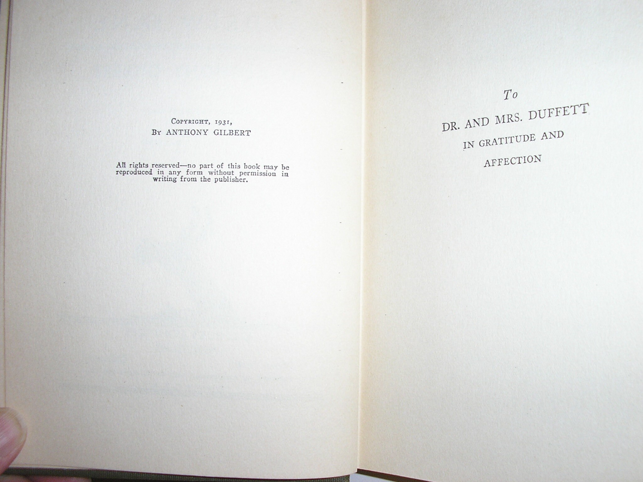 Vintage 1931, Anthony Gilbert, the Case Against Andrew Fane, AL Burt ...
