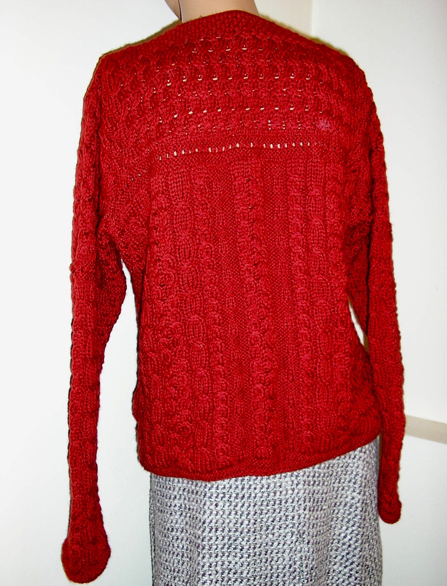 Vintage Red Merino Wool Sweater, Made in Ireland, Large, Cardigan ...