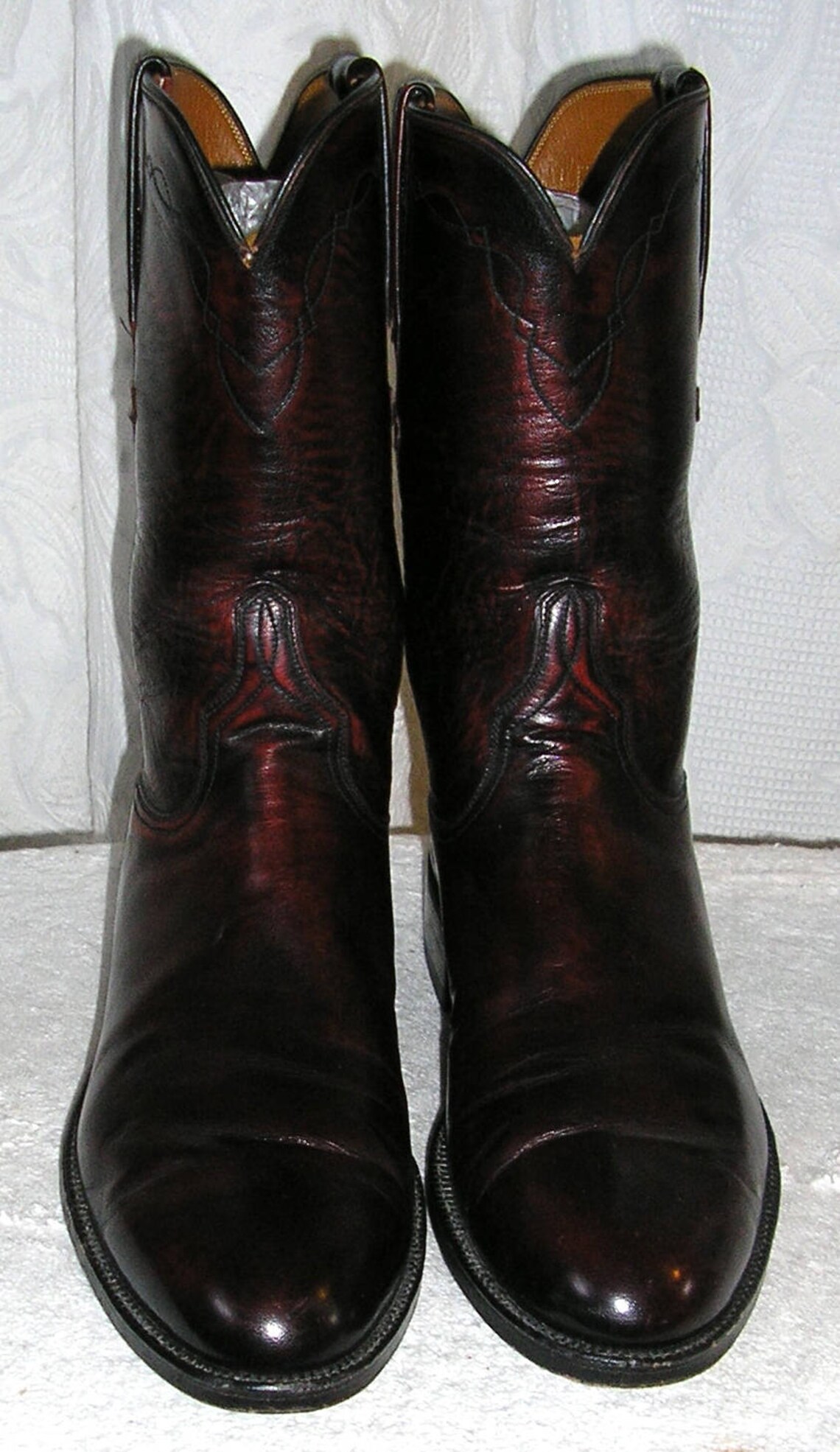SALE Vintage 80s Lucchese Roper Boots Size 9C Red Brown - Etsy