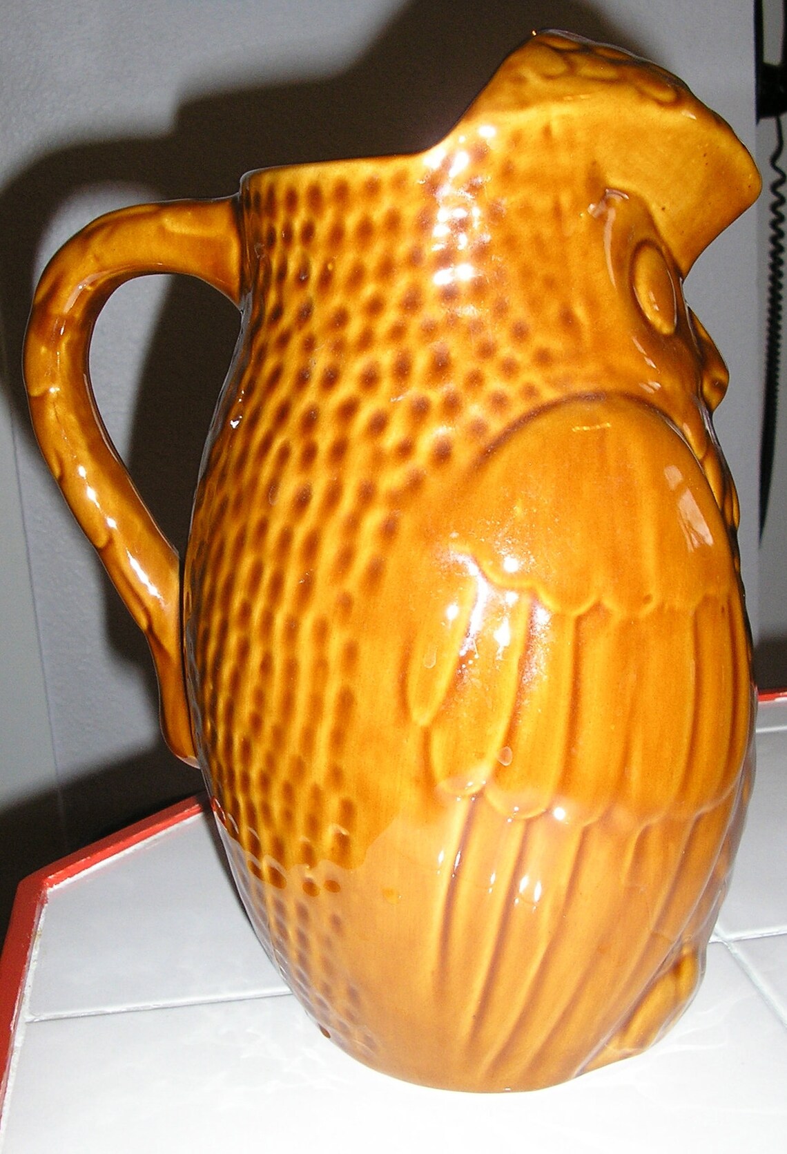 Vintage, Large Brown Owl, Pottery Pitcher With Ice Catcher, MINT ...