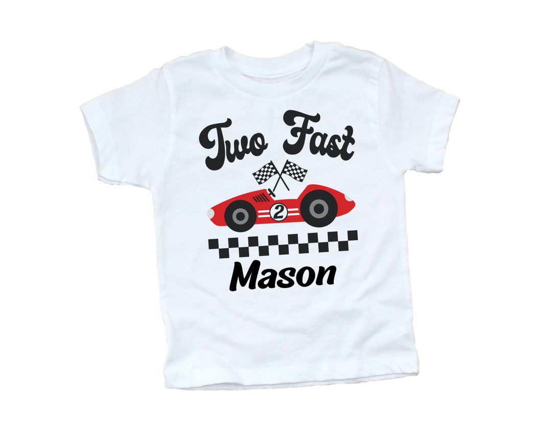 Boys 2nd Birthday Two Fast Shirt, Personalized Race Car Second Birthday ...