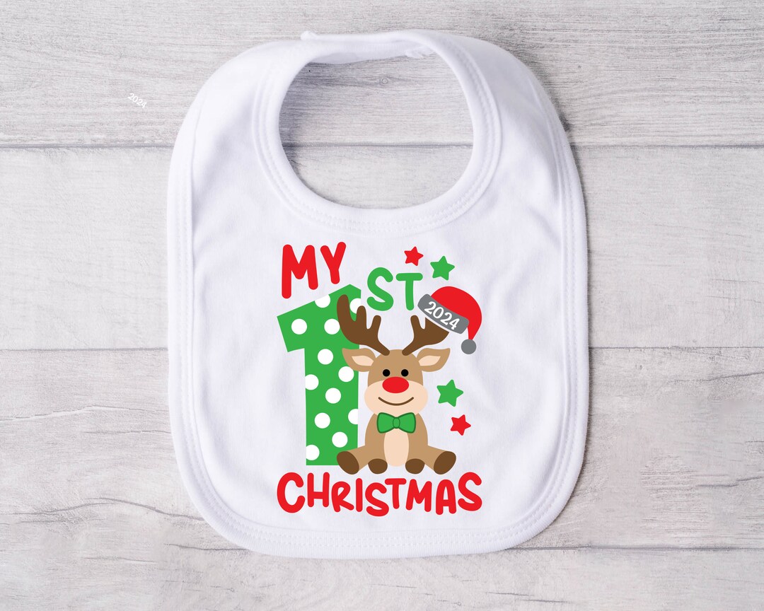 My First Christmas Bib, Reindeer Christmas Bib, Baby Boy Bib, My 1st ...