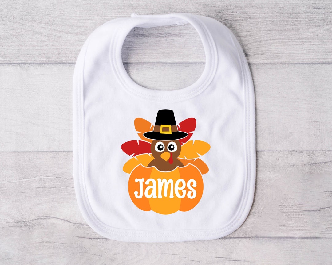 Personalized Turkey Bib, My First Thanksgiving Bib, Baby Boy 1st ...