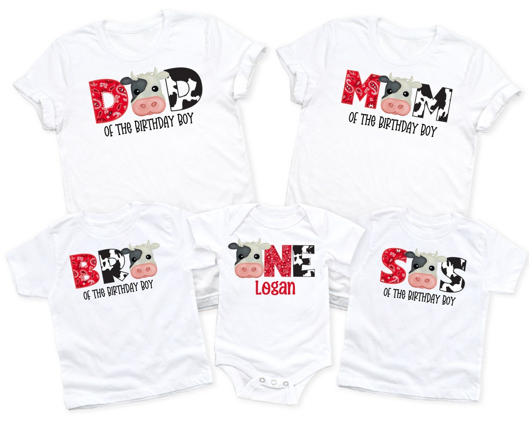 Matching Family Farm Birthday Shirts, Cow Baby Boy First Birthday, Farm ...