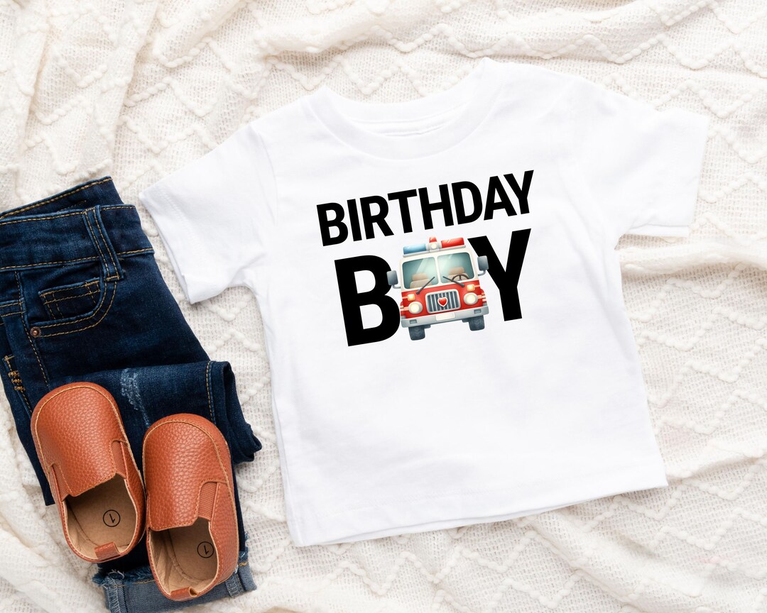 Birthday Boy Fire Truck Shirt, Boys Birthday Fire Truck Tee, Fire ...
