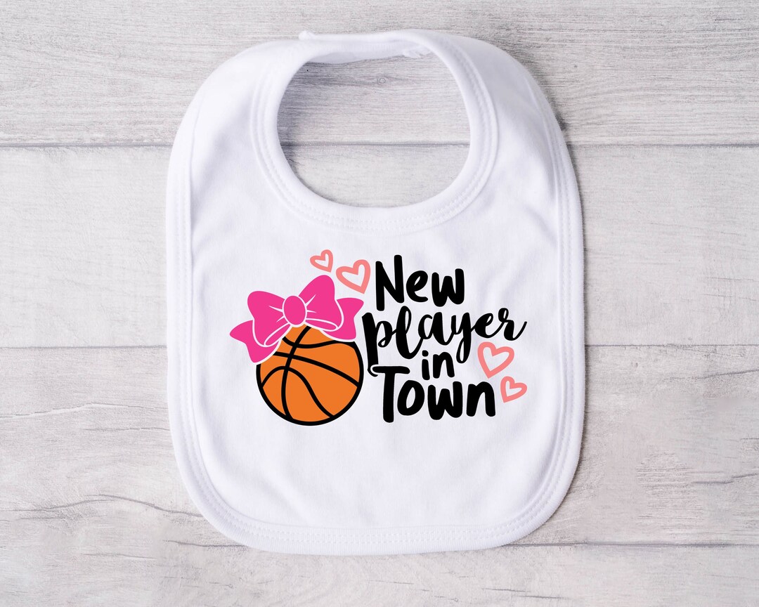 Baby Girl New Player in Town Bib, Basketball Bib, Sports Baby Bib ...