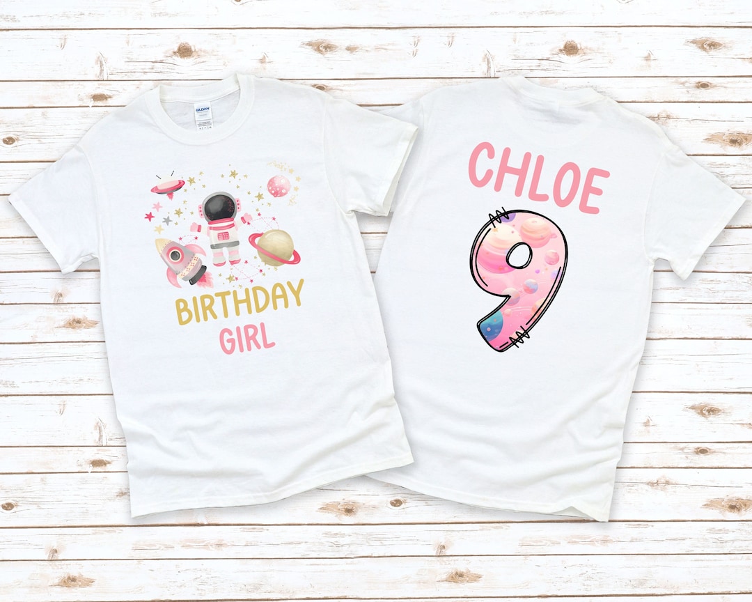 Baby Girl 9th Birthday, Personalized Outer Space Ninth Birthday, 9 Year ...