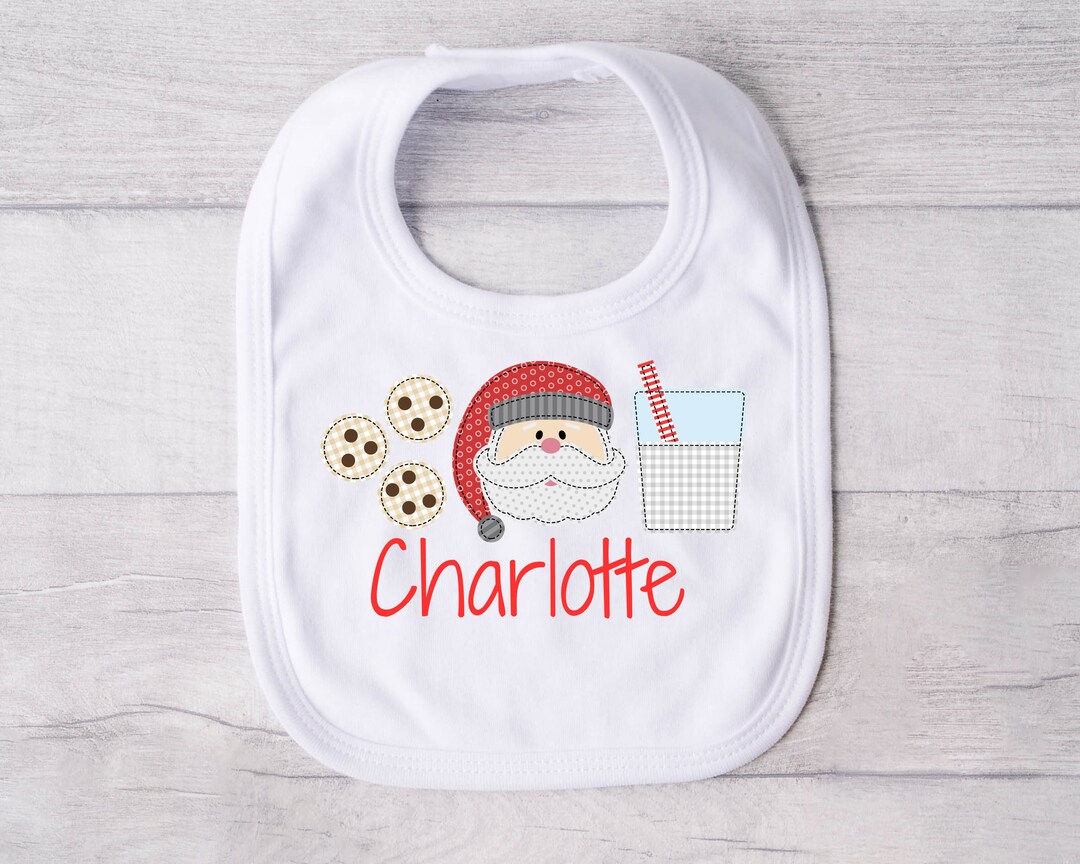 Personalized Baby Boy Christmas Name Bib, My First Christmas Bib, Santa ...