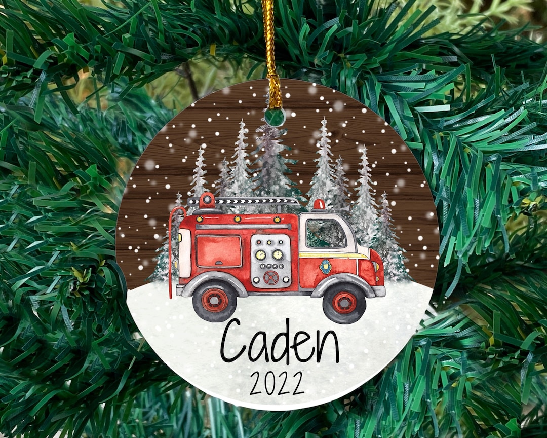 Personalized Firetruck Ornament, Christmas Ornament for Boys, Baby Boy ...