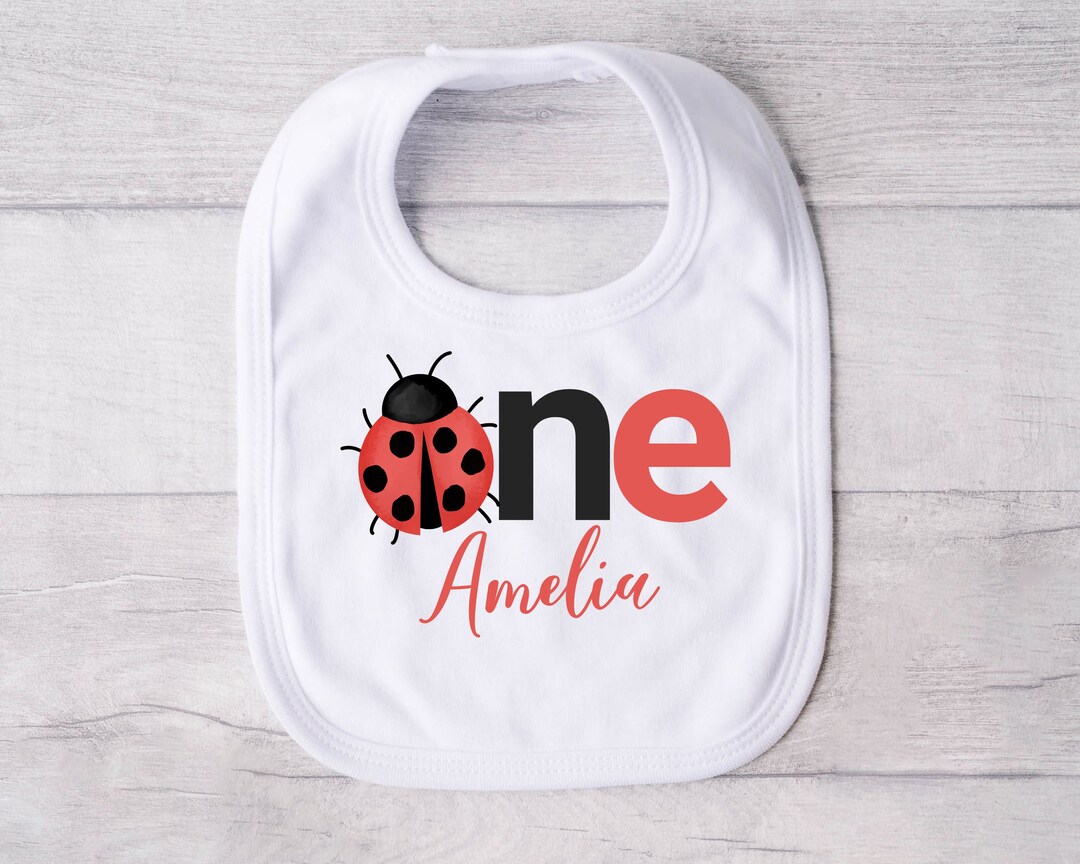 Ladybug First Birthday Bib, Lady Bug 1st Birthday, Personalized Baby ...