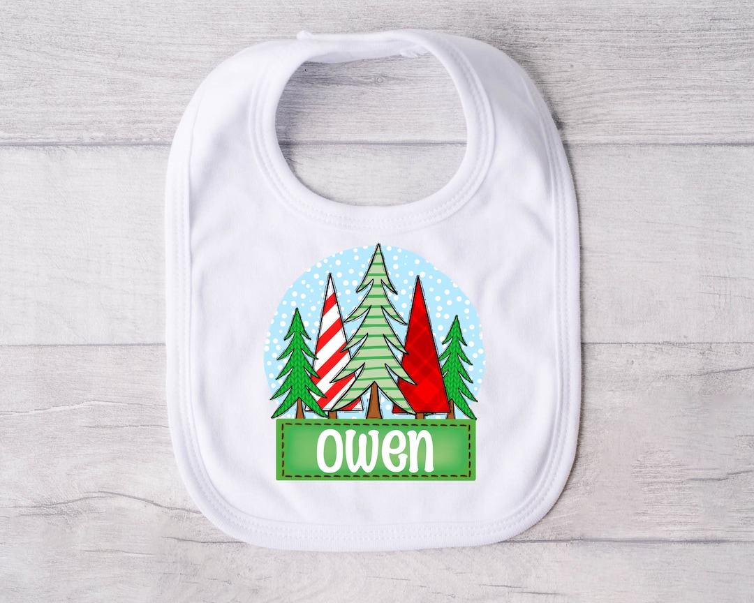 Personalized Baby Boy Christmas Name Bib, My First Christmas Bib ...