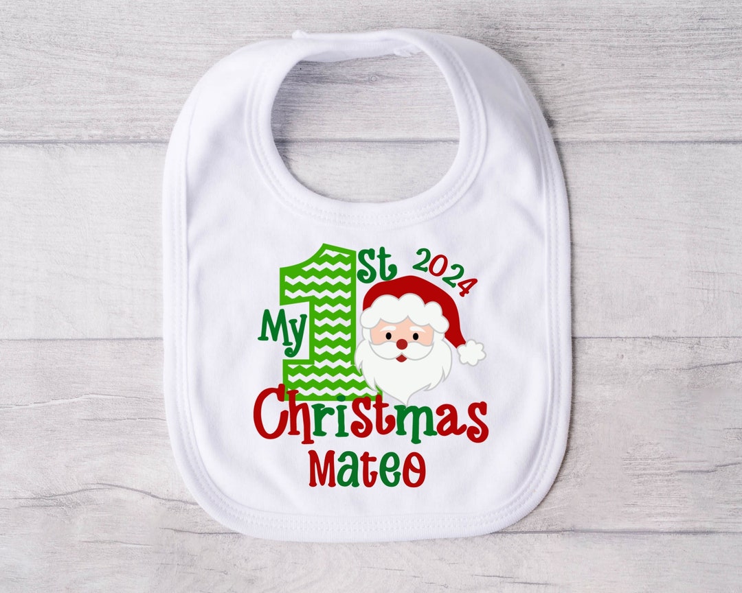My First Christmas Bib, Baby Boy 1st Christmas, Personalized Baby Boy ...