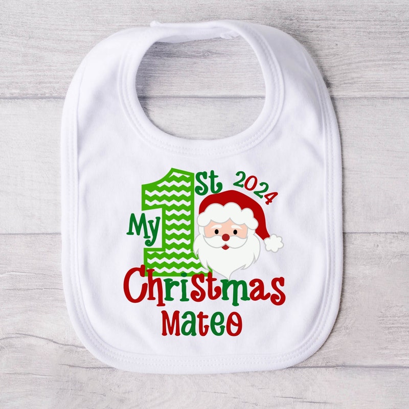 First Christmas Bib Baby - Etsy