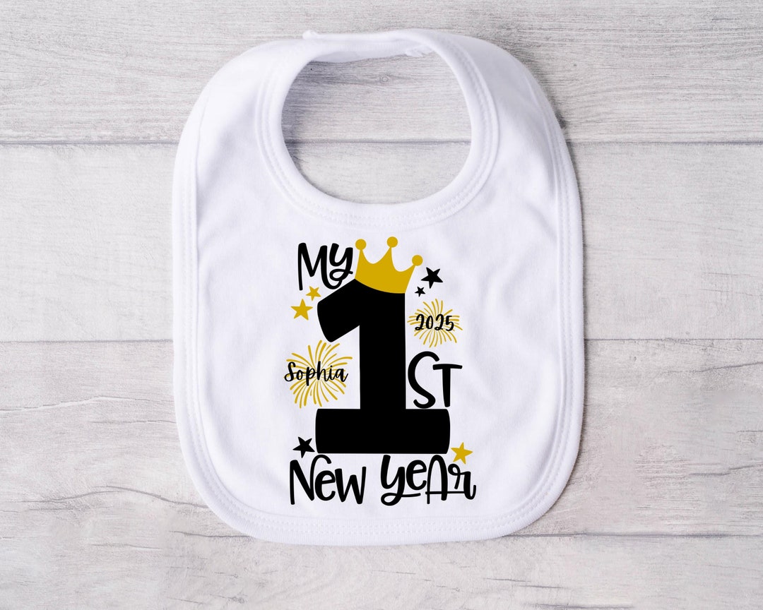 My First New Year Baby Girl Bib, Baby First New Years, 1st New Year ...