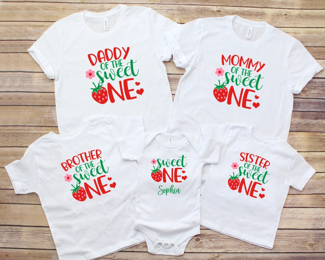 Sweet One Birthday Family Shirts, Strawberry First Birthday Shirt ...