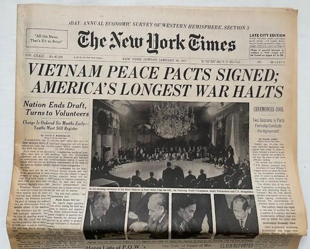 The Signing of the Vietnam War Peace Pact and the End of US Military ...