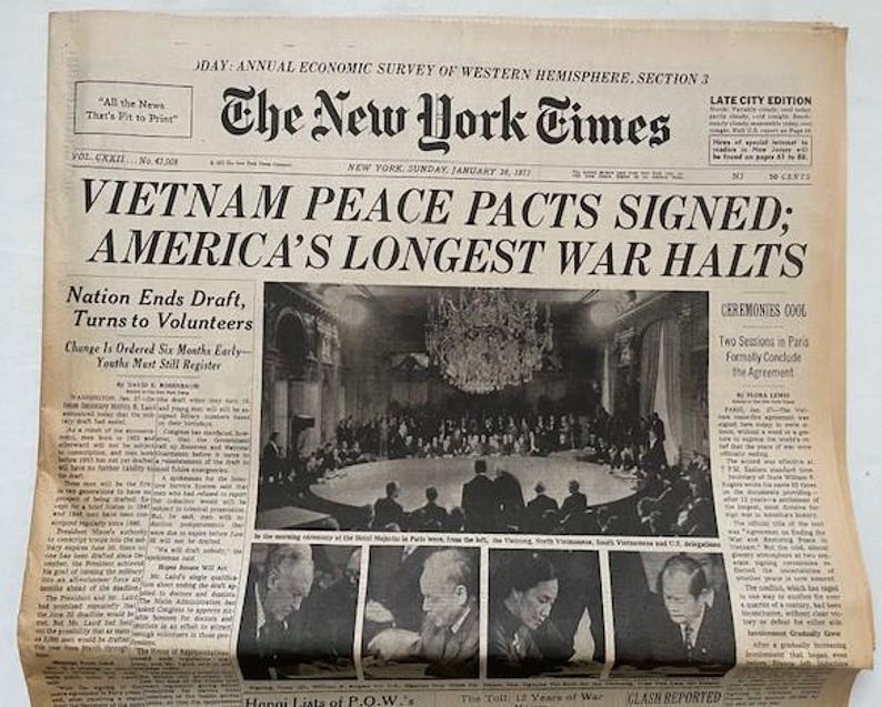 The Signing of the Vietnam War Peace Pact and the End of US Military ...